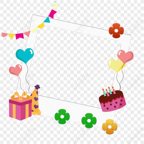 폴라로이드 생일 일러스트 사진 종이 선물 테두리장식푸른 Png 일러스트 무료 다운로드 Lovepik