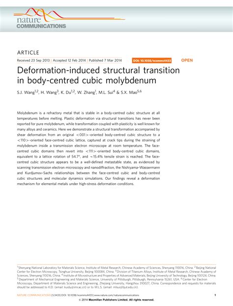 Pdf Deformation Induced Structural Transition In Body Centred Cubic