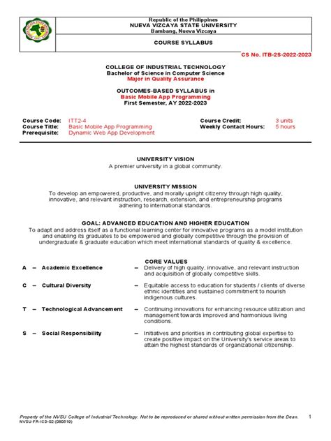 Bscs Syllabus Template 092122 Pdf Computing Android Operating