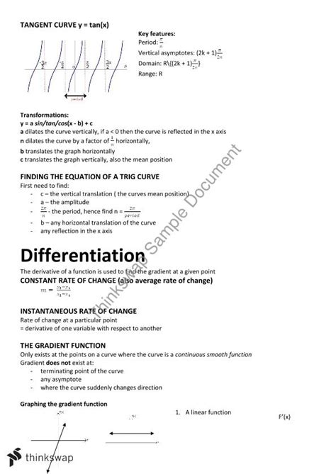 Vce Cas Mathematical Methods Units 3 And 4 Full Notes Year 12 Vce Mathematics Mathematical