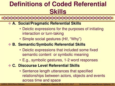 Ppt Referential Skills And Expressive Communication In Severe Aphasia Therapy Implications
