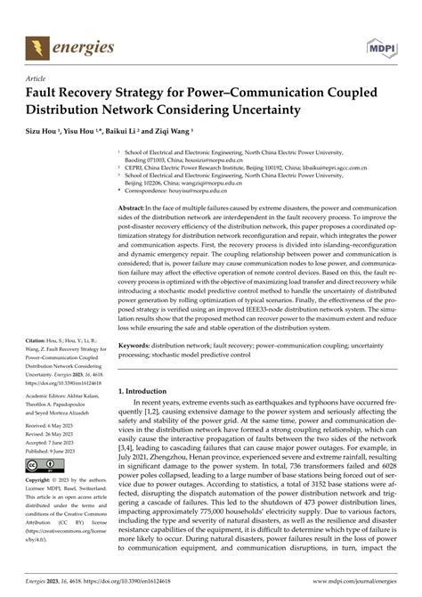 pdf fault recovery strategy for power communication coupled