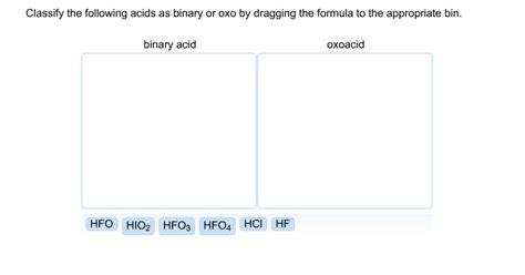 Solved Classify The Following Acids As Binary Or Oxo By