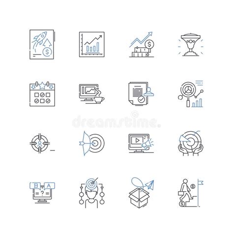Digital Strategy Line Icons Collection Optimization Analytics