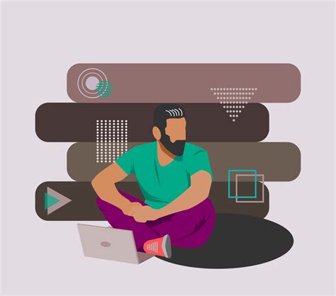 Man With Laptop Vector Illustration Vector Art At Vecteezy