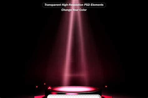 추상적인 빨간 금 포디움 빈 방 3d 모양 제품 디스플레이 프레젠테이션을위한 스포트 라이트 디자인 프리미엄 Ai 생성 Psd