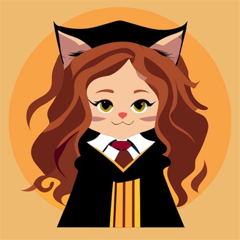 Гермиона Гренджер кошка векторная иллюстрация Премиум Ai сгенерированный вектор