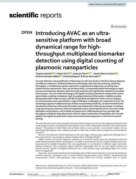 Pdf Introducing Avac As An Ultra Sensitive Platform With Broad Dynamical Range For High