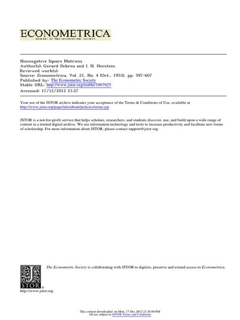 Nonnegative Square Matrices Properties And Applications Pdf Matrix Mathematics