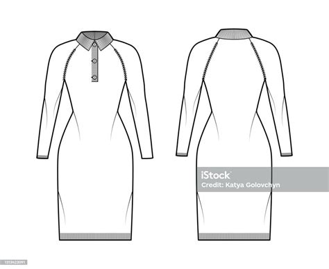 드레스 폴로 스웨터 테크니컬 패션 일러스트와 헨리 넥 클래식 칼라 긴 라글란 슬리브 무릎 길이 0명에 대한 스톡 벡터 아트 및 기타 이미지 Istock