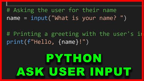 Python How To Ask User For Input Youtube
