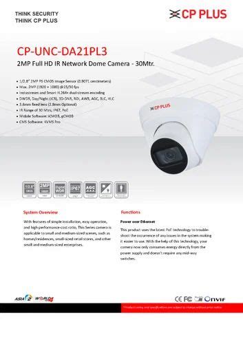 Cp Plus 2mp Ip Dome Camera Camera Range 15 To 20 M At 2450 Piece In Sas Nagar