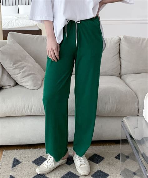 밴딩 통바지 여성편한 키작녀 고무줄 일자 와이드 팬츠 여자 일자 츄리닝 일바지