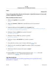 Copy Of CS110 Hmk06 Questions Docx CS 110 INTRODUCTION TO COMPUTER SCIENCE Name Homework 6