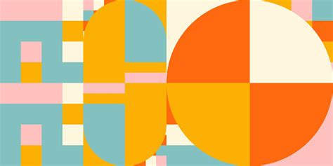 복고풍 스칸디나비아 스타일의 원 직사각형 및 사각형이있는 현대적인 벡터 추상 기하학적 배경 파스텔 컬러의 심플한 셰이프 그래픽