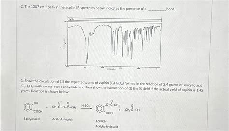 Solved The 1307cm 1 Peak In The Aspirin IR Spectrum Below Chegg Com