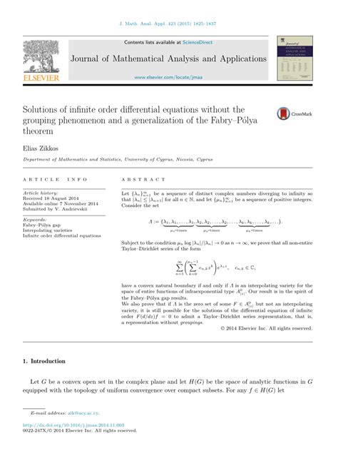 Pdf Solutions Of Infinite Order Differential Equations Without The Grouping Phenomenon And A