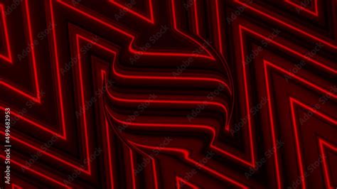 Abstract Red Striped Background With A Sphere Seamless Loop Motion Zig Zag Stripes Flowing On