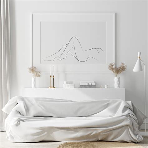Woman Laying Down Art Minimalist Naked Woman Printable Wall Etsy