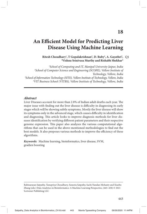 Pdf An Efficient Model For Predicting Liver Disease Using Machine Learning