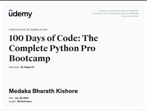 Completed Python Programming Course On Udemy Medaka Bharath Kishore
