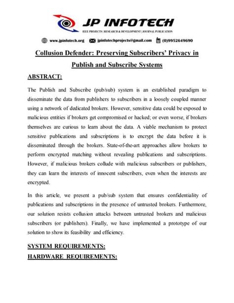 collusion defender preserving subscribers privacy in publish and subscribe systems