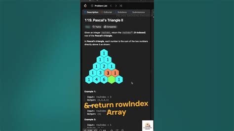 Pascals Triangle Ii Datastructuresintelugu Coding Leetcodechallenge