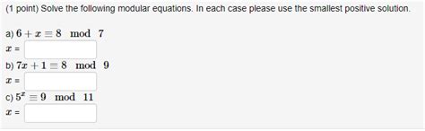 Solved 1 Point Compute The Following Modular Inverses
