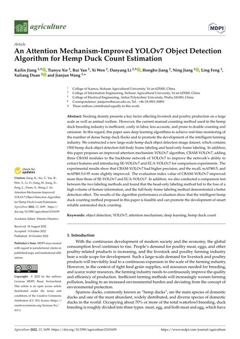 PDF An Attention Mechanism Improved YOLOv7 Object Detection Algorithm