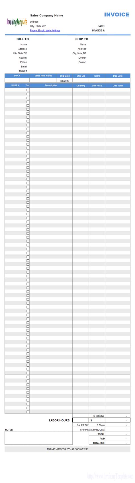 Excel Invoice Spreadsheet With Multiplepage Excel Invoice Templates Db Excel Com