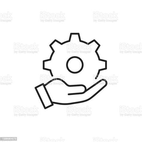 핸드 홀딩 기어 아이콘 고품질 블랙 벡터 일러스트레이션 개념에 대한 스톡 벡터 아트 및 기타 이미지 개념 개발 건강관리와