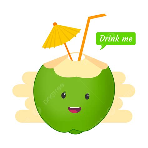Coconut Drink Vector Art Png Drink Me With Green Coconut Vector