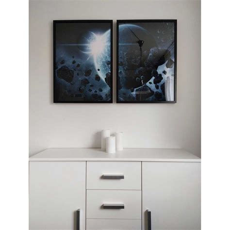 Astroids And Earth Poster In Two Pieces