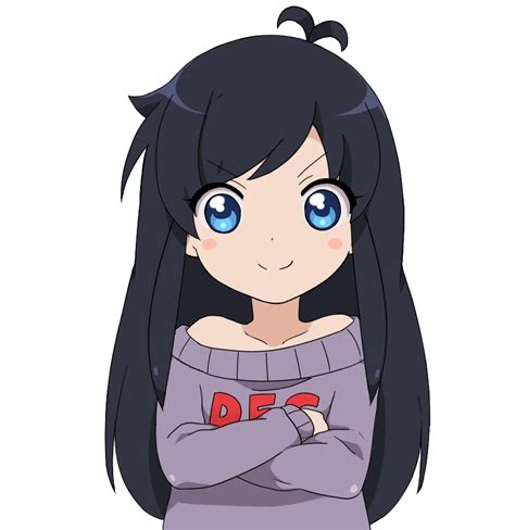 Safebooru Ahoge Antenna Hair Bare Shoulders Black Hair Blue Eyes
