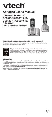 VTech CS6519 19 Cordless Phone User S Manual Manualzz