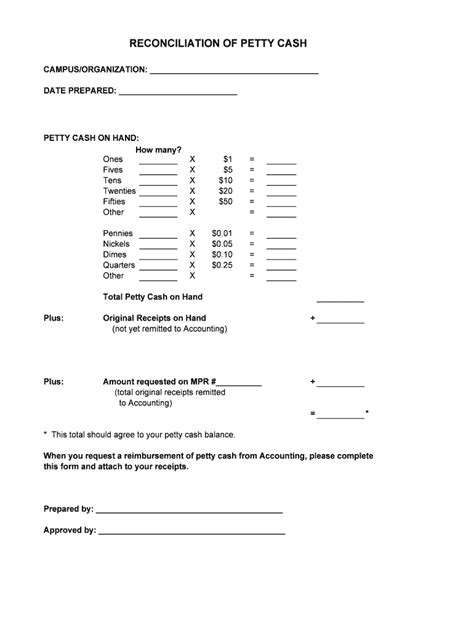 Fillable Online Images Pcmac New Petty Cash Reconciliation Form PCMAC Images Pcmac Fax