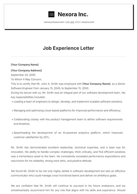 Free Job Duties Letter Template To Edit Online
