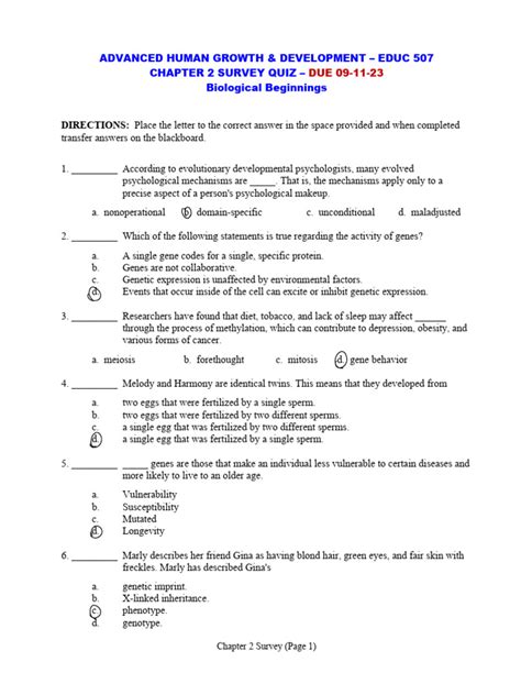 Chapter 2 Survey Pdf Genetic Disorder Fertilisation