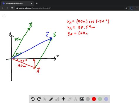 Solved A Vector 𝐀 Has A Magnitude Of 40 0 M And Points In A Direction 20 0 ∘ Below The Positive