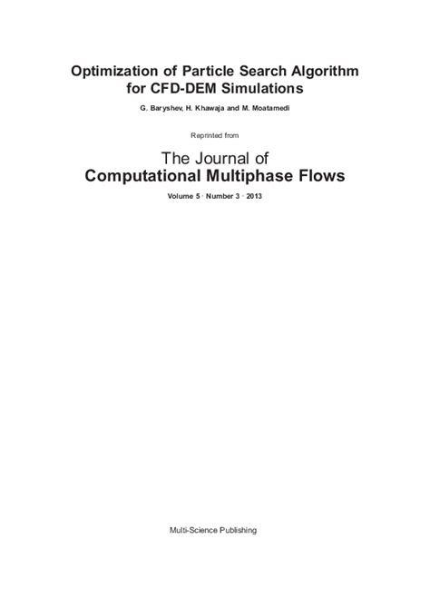 Pdf Optimization Of Particle Search Algorithm For Cfd Dem Simulations