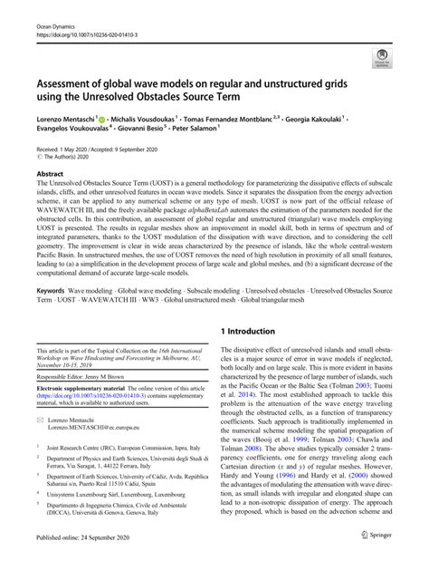 Pdf Assessment Of Global Wave Models On Regular And Unstructured Grids Using The Unresolved