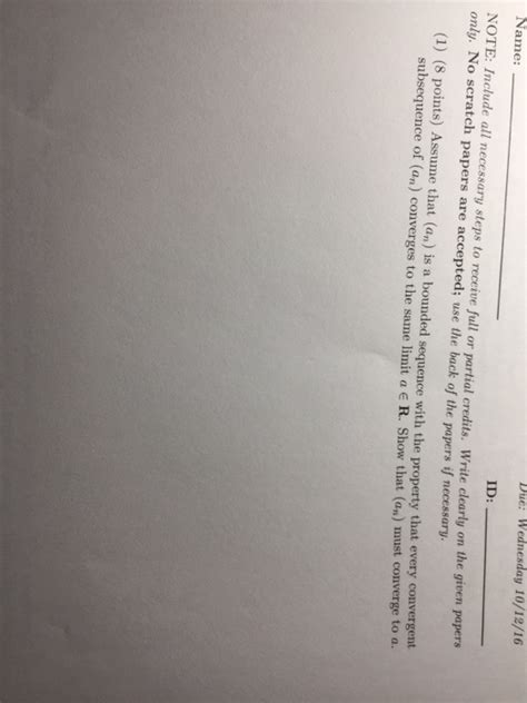solved assume that a n is a bounded sequence with the