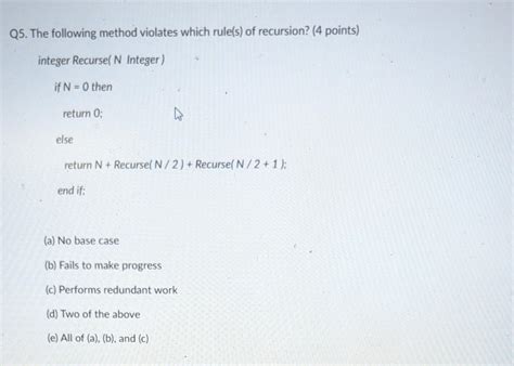 Solved The Following Method Violates Which Rule S Of Chegg