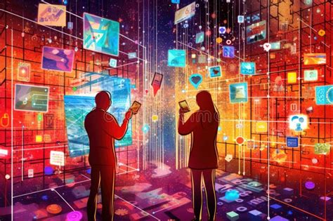 Social Media Analysis And Artificial Intelligence Generative Ai Stock Illustration