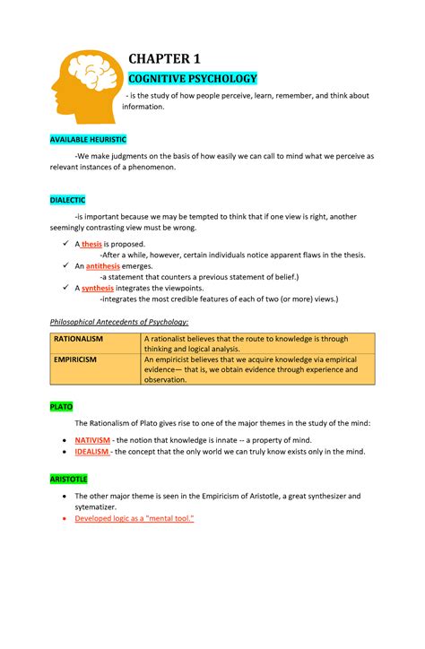 COGNITIVE PSY CHAP 1 5 CHAPTER 1 COGNITIVE PSYCHOLOGY Is The Study Of How People Perceive