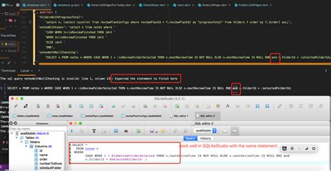 can t use keyword and in custom sql in moor · issue 891 · simolus3 drift · github