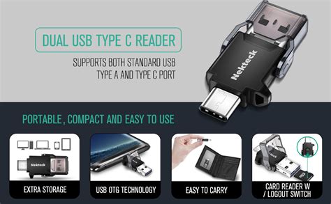 Nekteck USB Type C OTG Micro SD Card Reader With Additional Standard USB Port Connector Nekteck