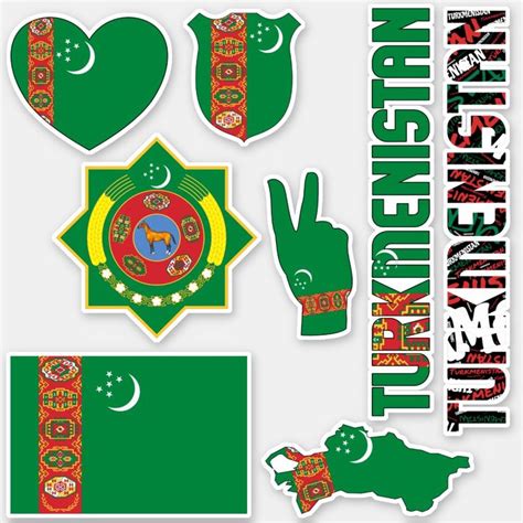 Amazing Turkmenistan Shapes National Symbols Sticker Zazzle Patriotic Ts National