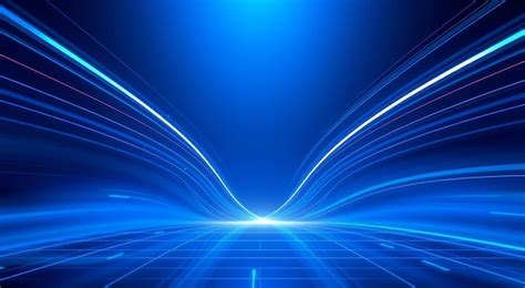 Abstract Blue Light Streaks And Grid Pattern Premium Ai Generated Image