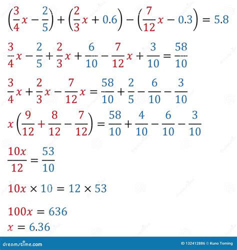 Algebraic Equation With One Variable Equivalence Equation Stock Vector